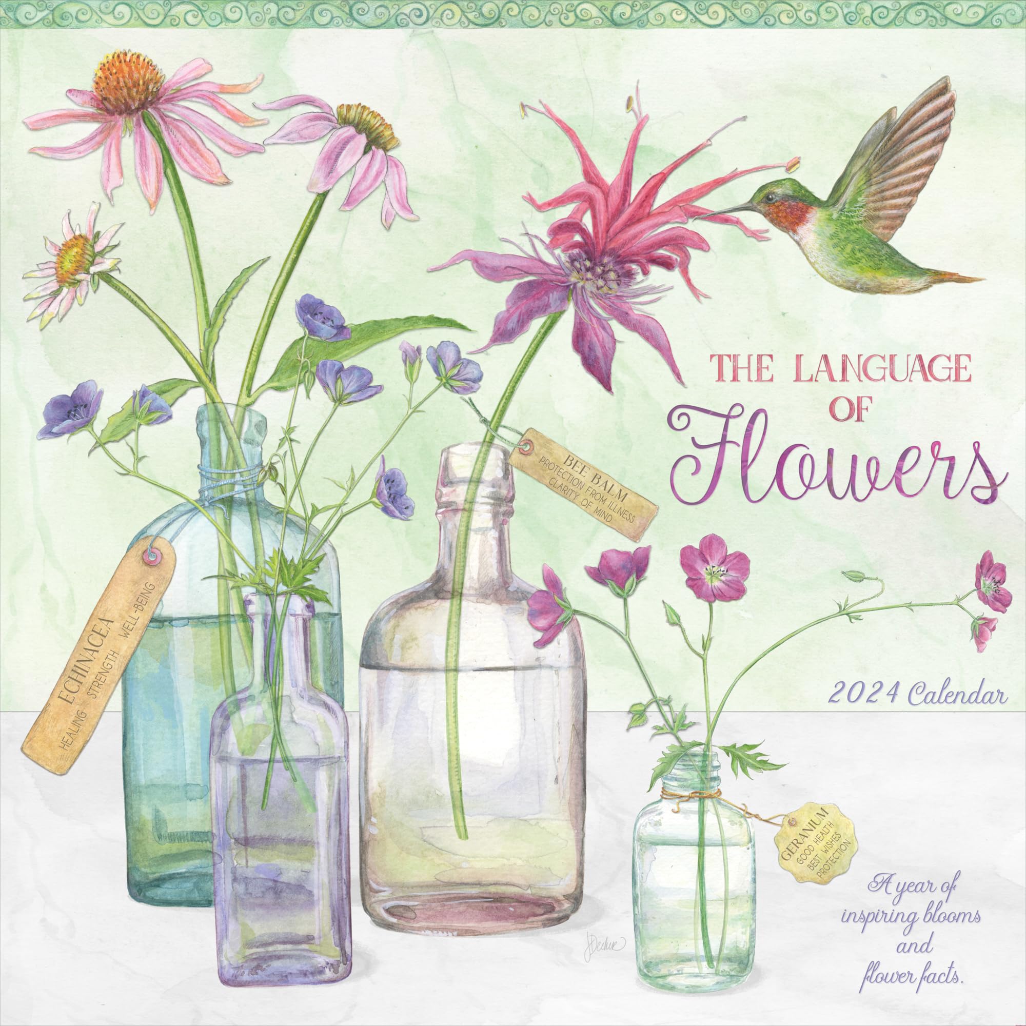 TF PUBLISHING 2024 The Language of Flowers Wall Calendar | Large Grids for Appointments and Scheduling | Vertical Monthly Wall Calendar 2024 | Home & Office Organization | Matte Paper | 12"x12"