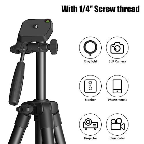 KINGJUE 71'' Camera Phone Tripod & Selfie Stick Compatible with Canon Nikon DSLR All Cell Phones with Universal Tablet Phone Holder Remote Shutter Bubble Level and Carry Bag Max Load 6.6LB