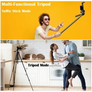 KINGJUE 71'' Camera Phone Tripod & Selfie Stick Compatible with Canon Nikon DSLR All Cell Phones with Universal Tablet Phone Holder Remote Shutter Bubble Level and Carry Bag Max Load 6.6LB