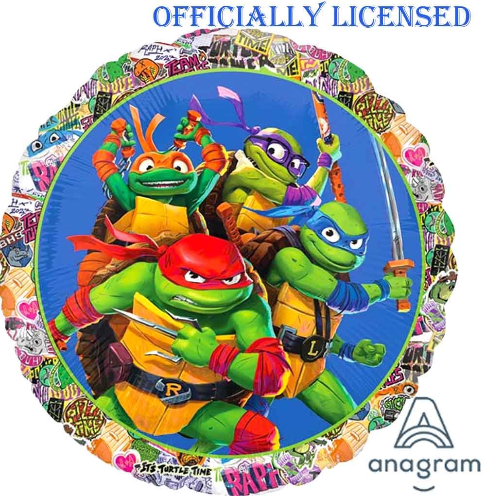 Anagram Licensed Birthday Balloons, for TMNT Teenage Mutant Ninja Mayhem Turtles Theme Collection, Party Accessory, Multicolor, 6th Birthday, Various