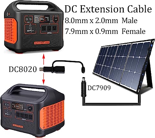 HCFeng DC 8020 Male to DC 7909 Female Adapter DC 8mm x 2mm to DC 7.9mm x 0.9mm DC8mm Connector with Silicone Clasp for Solar Panel RV Portable Power Station Ex-plo-RER 1500/2000[1pack+Clasp]