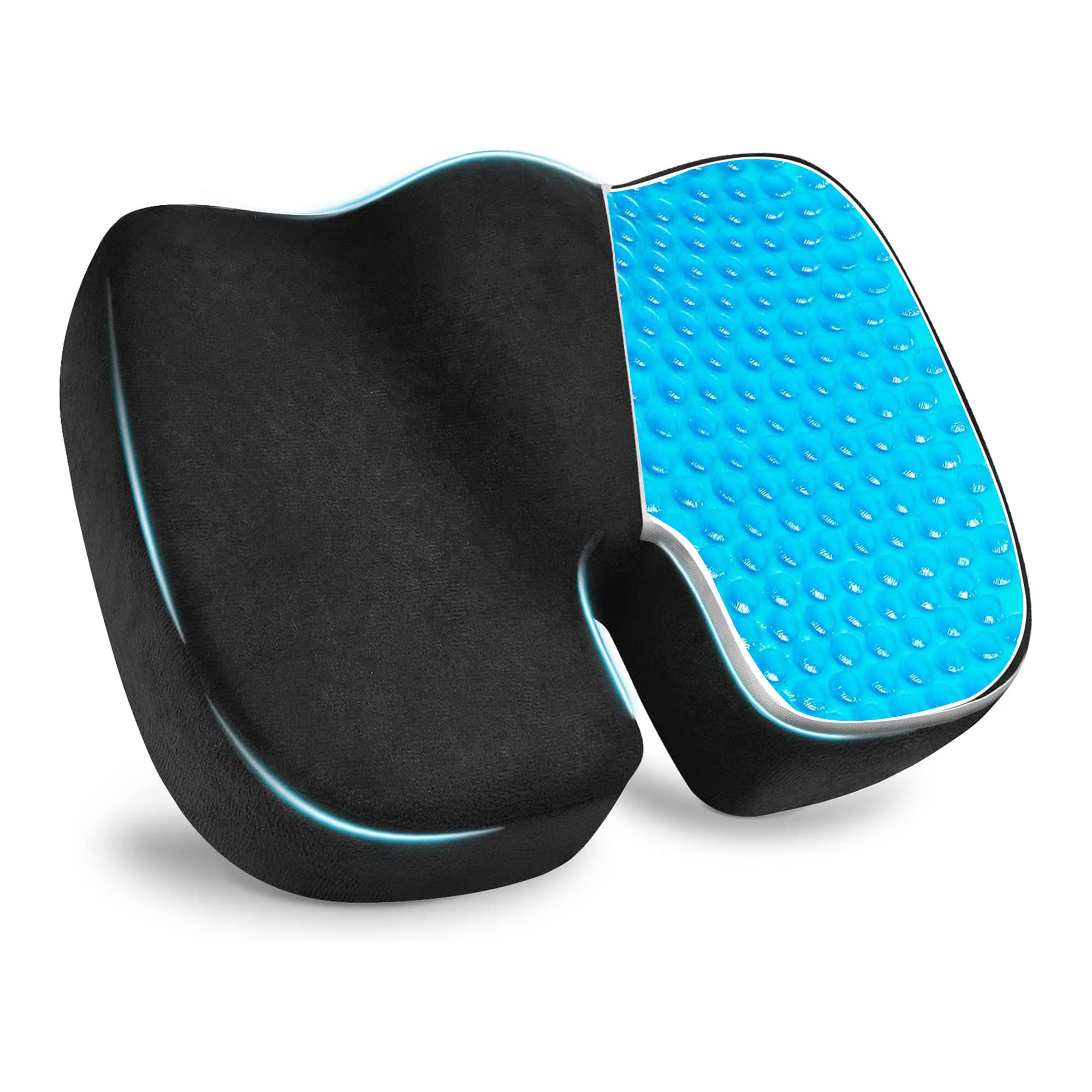 Gel Seat Cushion with Premium Memory Foam Orthopedic U Cooling Chair Cushions for Pain Relief - Ergonomic Coccyx Cushion Sciatica Butt Pillow for Wheelchair Mobility Office & Car Use