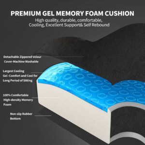 Gel Seat Cushion with Premium Memory Foam Orthopedic U Cooling Chair Cushions for Pain Relief - Ergonomic Coccyx Cushion Sciatica Butt Pillow for Wheelchair Mobility Office & Car Use