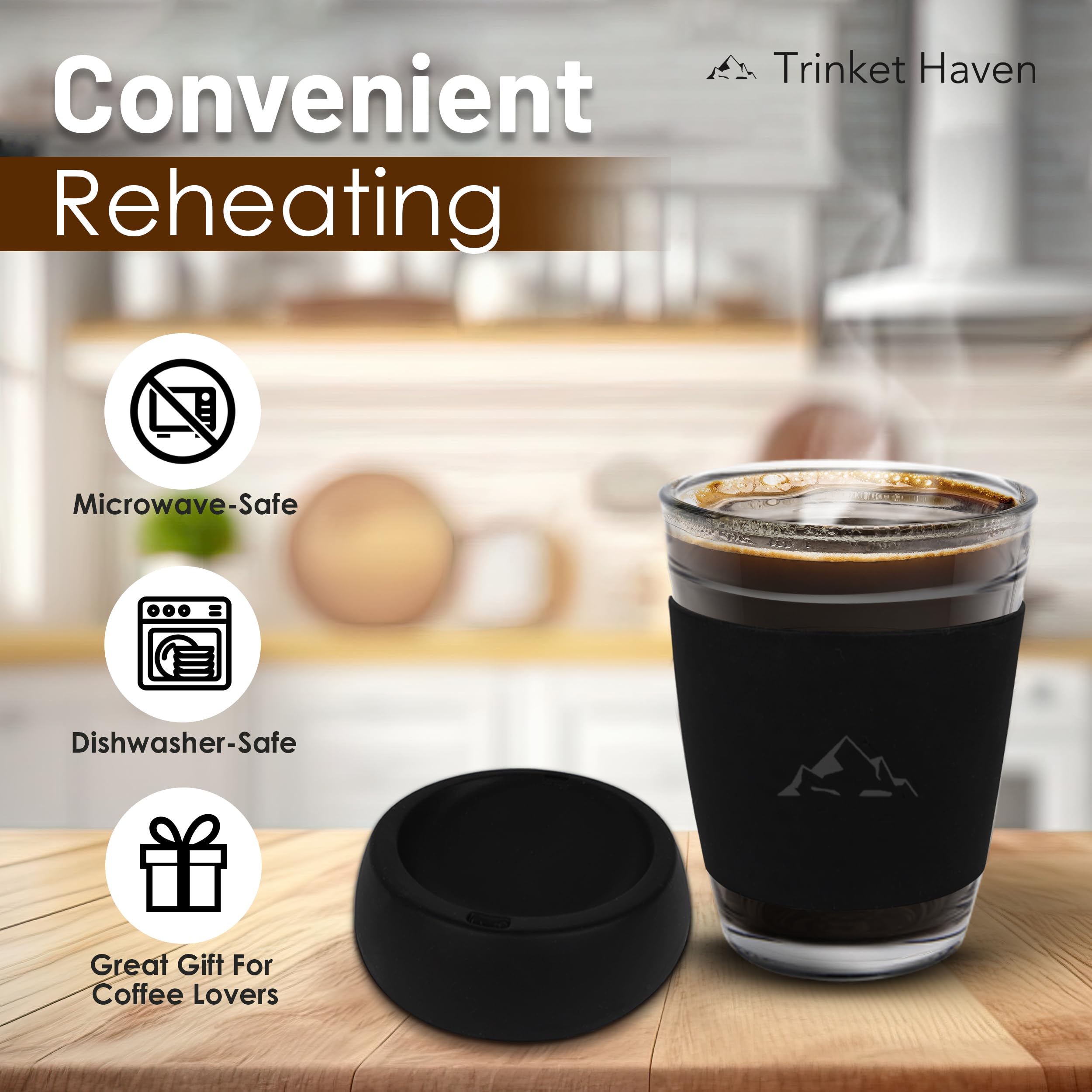 Haven Cup | Reusable Coffee Cup (Glass) | 12oz - Heat Resistant Glass | Coffee Tumbler with Silicone Sleeve and Leakproof Lid (Sip Lid) - Borosilicate Coffee Mug, Reusable Coffee Cup