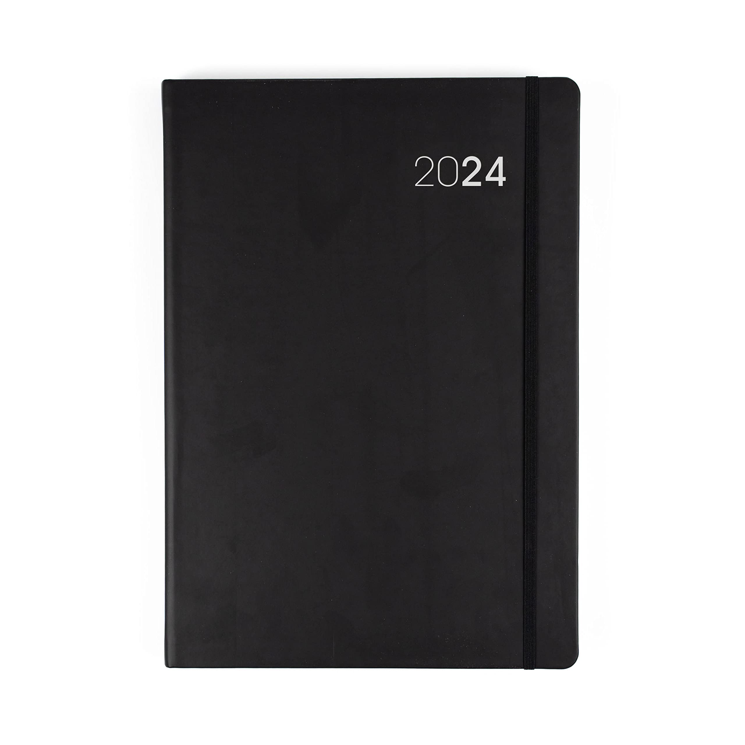 Collins Legacy Daily Planner 2024 Diary - Page A Day Diary - Soft Touch Flexible Cover Daily Calendar 2024 - A4 Size Size Agenda 2024 (Black)