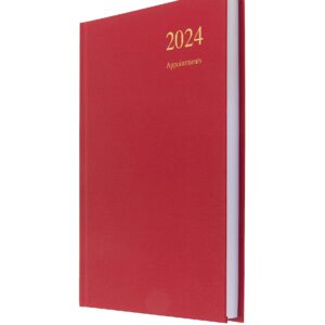 Collins Essential 2024 Daily Planner With Appointments - Recycled Paper - Daily Calendar 2024 Page A Day Diary & Appointment Book - Business, Academic and Personal 2024 Planner (A5 Size, Red)