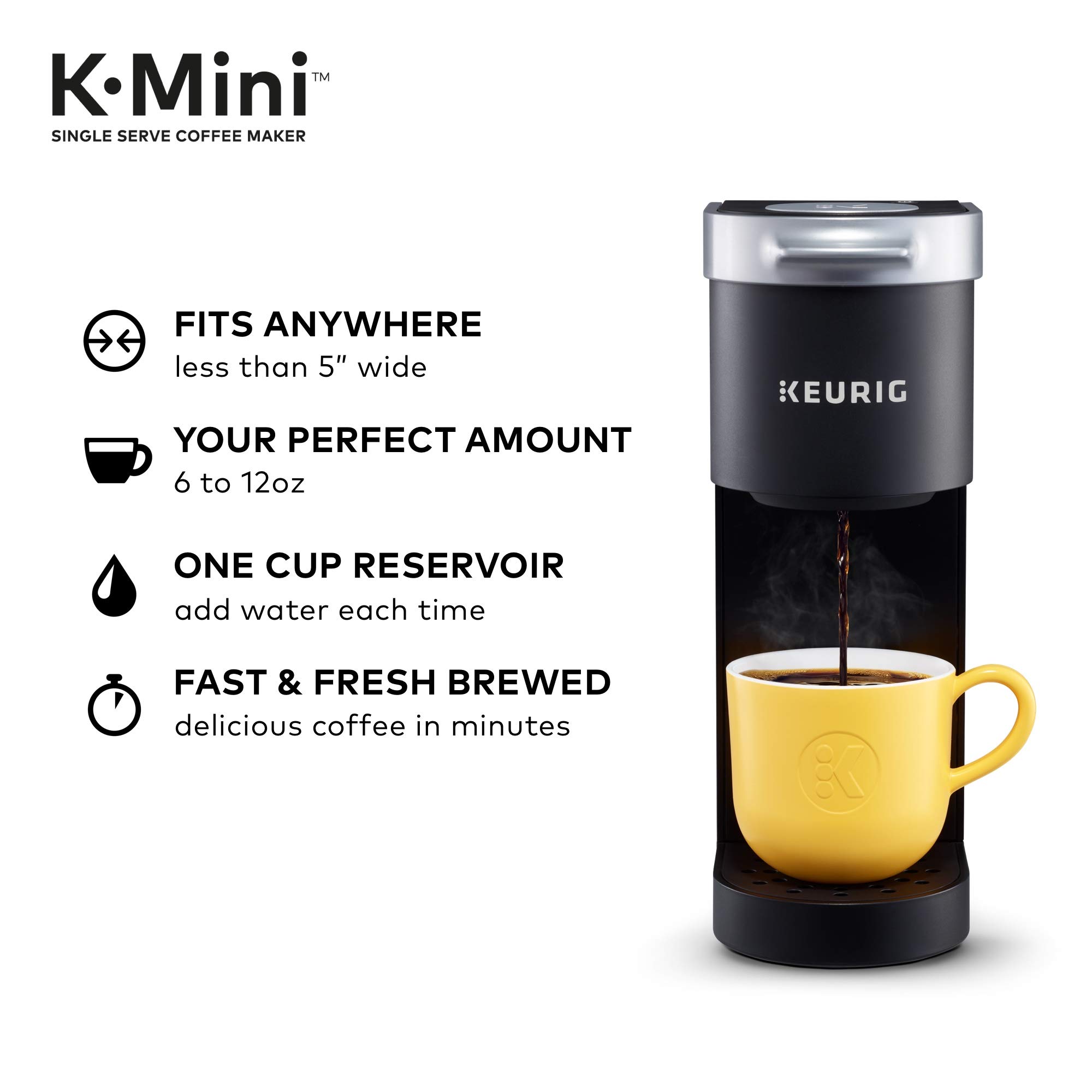 Keurig K-Mini Single Serve Coffee Maker, Black & Brewer Maintenance Kit, Includes Descaling Solution, Water Filter Cartridges & Rinse Pods, 14 count