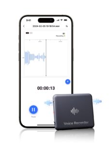 64gb smart voice recorder, izyrec voice activated recorder with phone app, 30 hours continuous recording, audio recording device enhanced ai noise canceling perfect for meeting interview multi (grey)