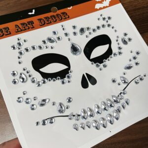 4-Pack Day Of The Death Face Gems,Halloween Temporary Face Tattoos, Rhinestone Face Jewels Stickers