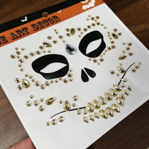 4-Pack Day Of The Death Face Gems,Halloween Temporary Face Tattoos, Rhinestone Face Jewels Stickers