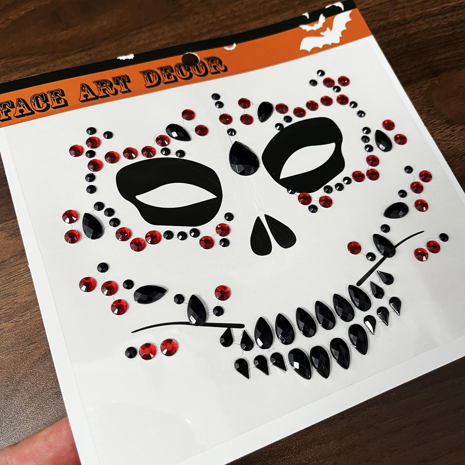 4-Pack Day Of The Death Face Gems,Halloween Temporary Face Tattoos, Rhinestone Face Jewels Stickers