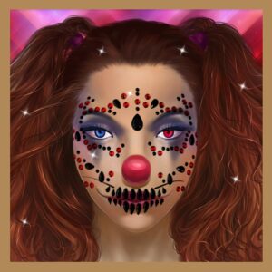 4-Pack Day Of The Death Face Gems,Halloween Temporary Face Tattoos, Rhinestone Face Jewels Stickers