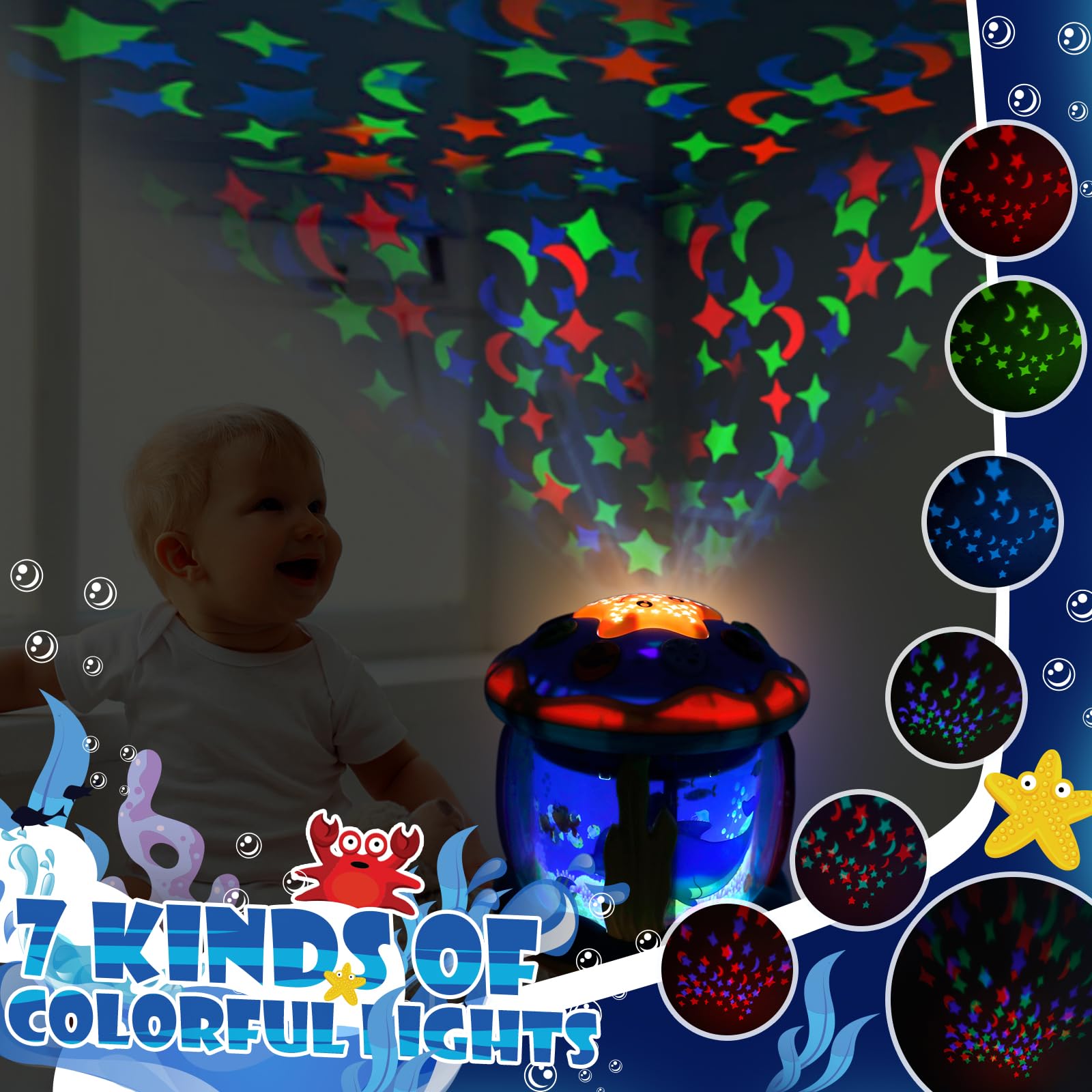 M SANMERSEN Baby Toys for 6-12 Months, Musical Rotating Light-Up Star Projector for Tummy Time and Infant Development, Learning Toddler Toy for 1-2 Year Old- Great Birthday Gift for 3-6-9-12-18 Month