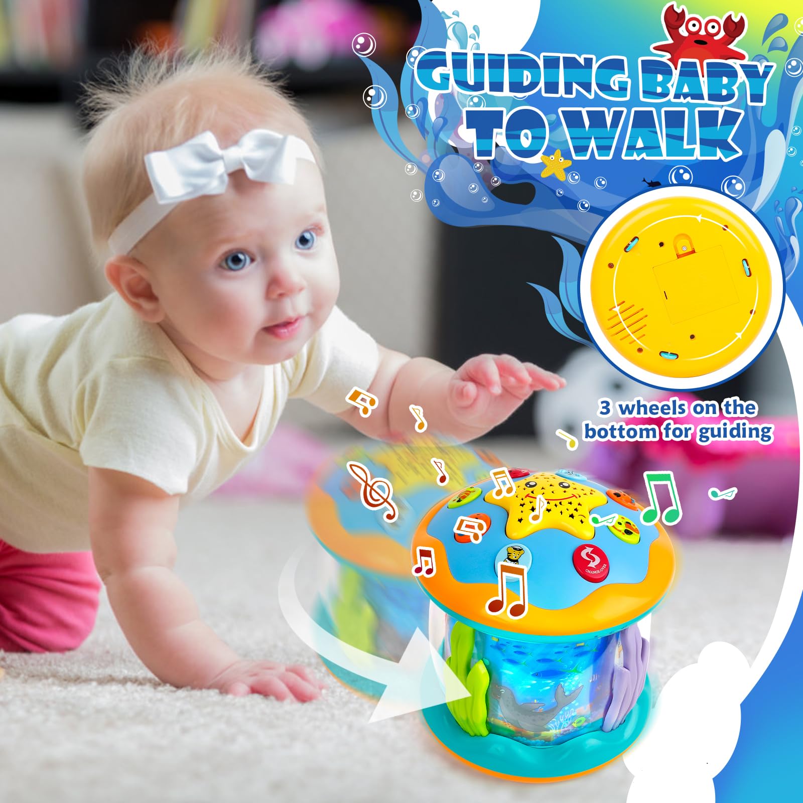 M SANMERSEN Baby Toys for 6-12 Months, Musical Rotating Light-Up Star Projector for Tummy Time and Infant Development, Learning Toddler Toy for 1-2 Year Old- Great Birthday Gift for 3-6-9-12-18 Month