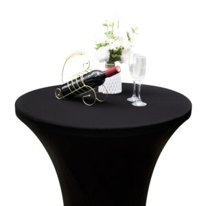 Nacuci 32x43 Inch Cocktail Table Cover Black Spandex Cocktail Tablecloth Highboy Tablecloth High Top Table Cloths Round for Party Pub Bar Bistro