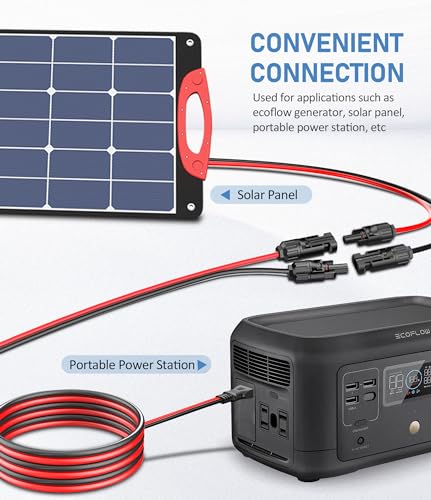 Solar Connector to XT60 Cable (12AWG 9ft), Gonifeto Solar to XT60 Charging Wire for Solar Panel Ecoflow Generator, Solar to Injection Molding XT60 Adapter Extension Cord for Portable Power Station