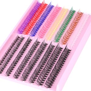 Individual Cluster Lashes 320Pcs Colored Lash CLusters DIY Eyelash Extensions 8-16mm D Curl Eyelash Clusters DIY at Home Lash Extension Fluffy Wispy Colored Lashes by ALPHONSE