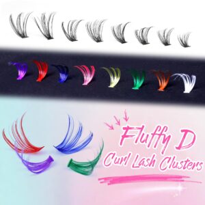 Individual Cluster Lashes 320Pcs Colored Lash CLusters DIY Eyelash Extensions 8-16mm D Curl Eyelash Clusters DIY at Home Lash Extension Fluffy Wispy Colored Lashes by ALPHONSE