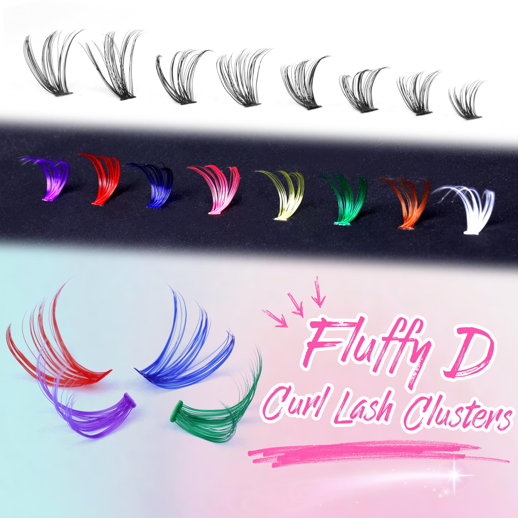 Individual Cluster Lashes 320Pcs Colored Lash CLusters DIY Eyelash Extensions 8-16mm D Curl Eyelash Clusters DIY at Home Lash Extension Fluffy Wispy Colored Lashes by ALPHONSE