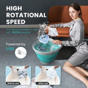 Portable Washing Machine, Mini Washing Machine with 10L Foldable Laundry Bucket,Portable Ultrasonic Turbo Washer by for Socks Underwear, Travel Business Trip or College Rooms