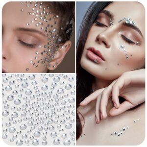 Face Gems Self Adhesive Face Rhinestones for Makeup Festival Face Jewels, Stick On Rhinestones Hair Gems, Rhinestones Stickers for Makeup, Face, Hair, Eye, Nail, Crafts (Colourful)