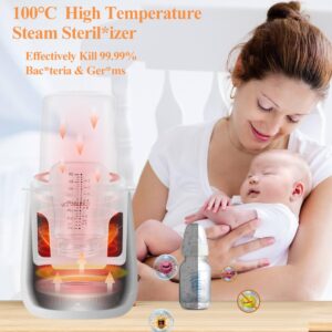 Baby Bottle Warmer, Fast Baby Milk Warmer with Accurate Temperature Control for Breastmilk or Formula, 48H Thermostat, with Defrost, Night Light, Heat Baby Food Jars Function