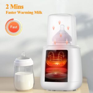 Baby Bottle Warmer, Fast Baby Milk Warmer with Accurate Temperature Control for Breastmilk or Formula, 48H Thermostat, with Defrost, Night Light, Heat Baby Food Jars Function