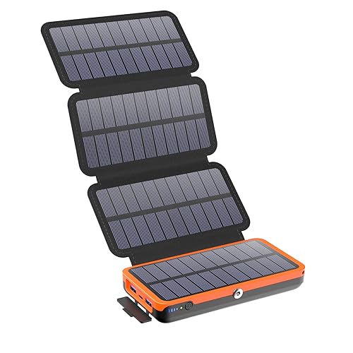 FEELLE Solar Charger 27000mAh, 22.5W Fast Charging Solar Power Bank 4 Solar Panels Portable Phone Charger PD QC 4.0 USB C External Battery Pack for iPhone Samaung iPad Outdoor