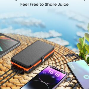 FEELLE Solar Charger 27000mAh, 22.5W Fast Charging Solar Power Bank 4 Solar Panels Portable Phone Charger PD QC 4.0 USB C External Battery Pack for iPhone Samaung iPad Outdoor