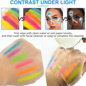 10 Colors Glow in The Black Light Face Paint Crayons Kit, UV Black Light Makeup Neon Face and Body Paint Sticks Markers for Mardi Gras Halloween Masquerades Makeup