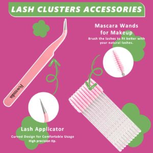 DIY Lash Extension Kit Lash Clusters 320Pcs Fowendia Individual Lashes Cluster Lash Glue Bond and Seal Remover Eyelash Brush with Tweezers for Eyelash Extensions Single Lashes Kit(30D+40D-D-9-16MM)