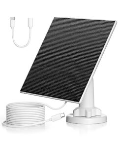 ebl 5w solar panel for wireless outdoor security camera, solar panel charger for rechargeable battery powered surveillance cam with micro usb to usb c input port for phone ipad outdoor use