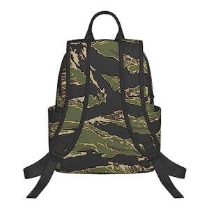 Lightweight Compatible with Army Military Camouflage Vietnam Tiger Stripe Camo Backpack College Travel Daypack for Men Women, Anti Theft Middle Backpack Large Capacity for Picnic Hiking