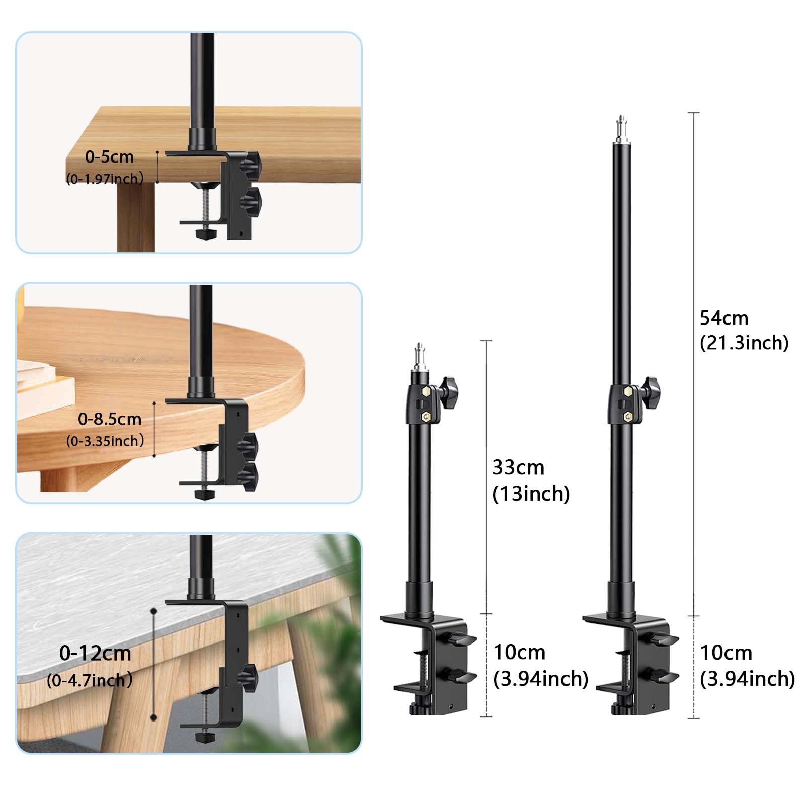 LED Desk Bi-Color Video Light Key Light Studio Streaming Lights Panel Light with Desk Clamp C-Clamp Stand 3800K-6500K Dimmable Wireless Remote Studio Photography Lighting for Gaming Zoom Video