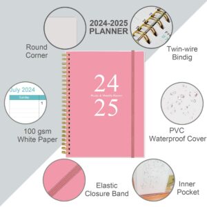 2024-2025 Planner - Weekly & Monthly Planner Spiral Bound, Planner 2024-2025 from July 2024 - June 2025 with Monthly Tabs, Inner Pocke, 6.4" x 8.5", Pink