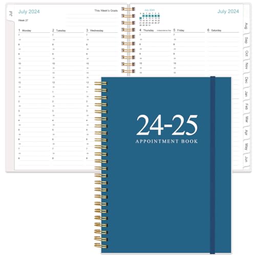 2024-2025 Appointment Book & Planner - A5 2024-25 Daily Hourly Planner from July 2024 - June 2025, Weekly Appointment Book with 30-Minute Interval, Medium 6.4" x 8.5", Dark Blue