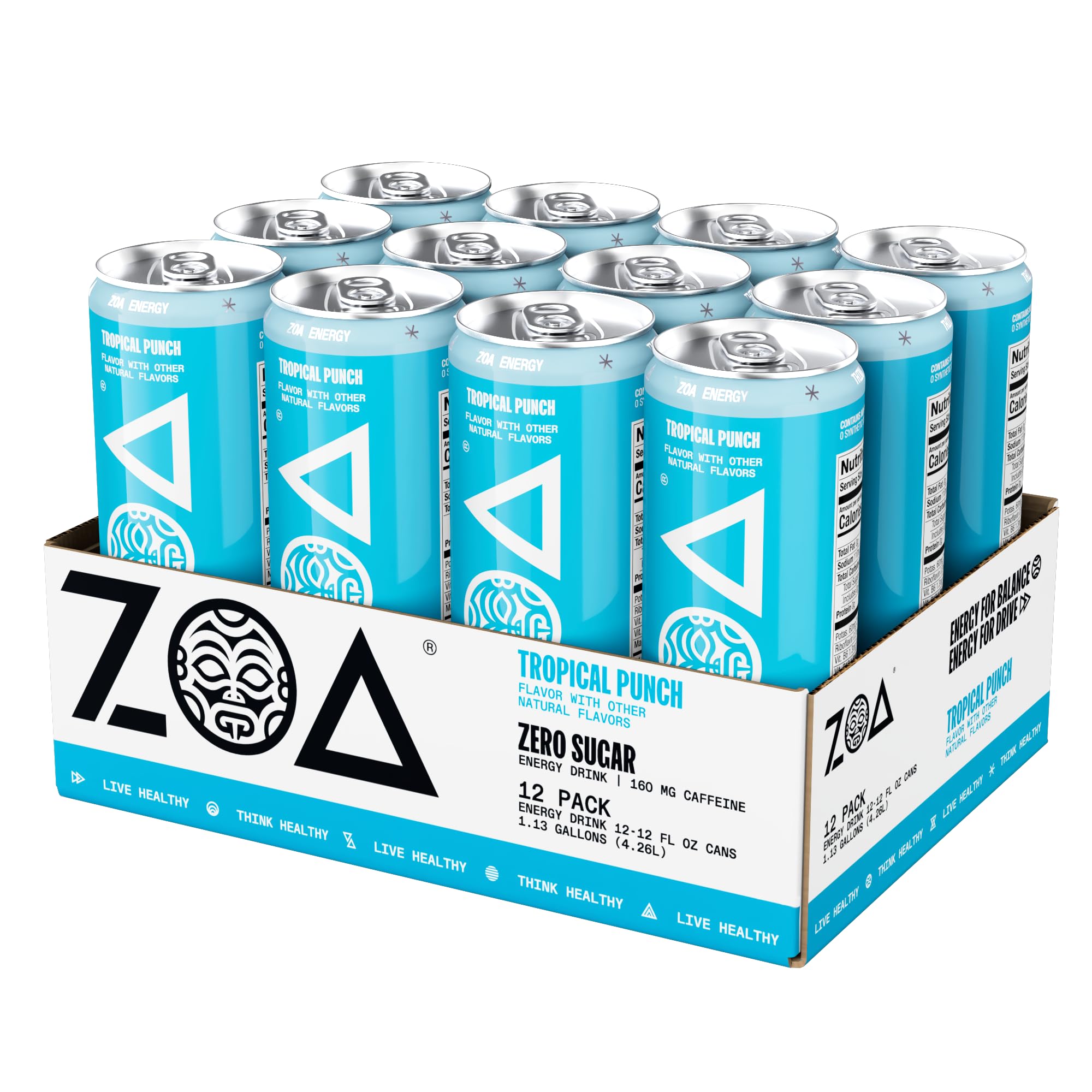 ZOA Energy Drinks Bundle - Best 12oz Flavors (60 Pack) | Healthy Energy Formula with Daily Vitamin C, Essential B-Vitamins | Gluten-Free, Keto Friendly | 12 Ounce Cans (Pack Of 12)