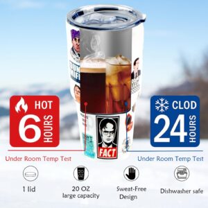 TLYDNMX 30 oz Stainless Steel Tumbler with Lids The Office Merchandise Funny TV Show Gifts Funny Mug Funny Coffee mugs Double Walled Insulated Travel Coffee Cup Keeps Drinks Cold&Hot