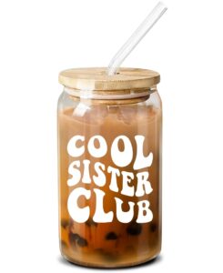 neweleven mothers day gifts for sister from sister, brother - unique birthday present for sister, soul sister, big sister, little sister, sister in law, sibling, bestie - 16 oz coffee glass