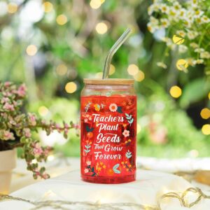 NewEleven Gifts For Teacher - Teacher Gifts For Women - Teacher Appreciation Gifts, Thank You Teacher Gifts, Teacher Retirement Gifts - End Of Year Teacher Gifts From Student - 16 Oz Coffee Glass