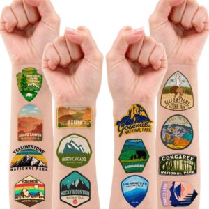 96 PCS National Park Outdoors Temporary Tattoos Stickers Birthday Party Decorations Supplies Adventure Wilderness Nature Tattoo Sticker Gifts for Kids Girls Boys School Rewards Carnival Christmas