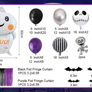 AIBIIN 87pcs Halloween Balloon Garland Arch Kit Halloween Party Balloons Halloween Balloons Decorations Purple Black Foil Fringe Curtain Halloween Spooky Birthday Baby Shower Backdrop Balloon Kit