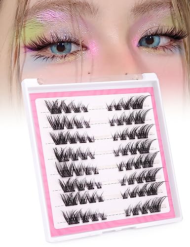 Cluster Lashes Fox Eye Lash Individual DIY Lash Extension 64 Clusters Natural Manga Eye Lash Clusters Wispy Mixed Lengths Eyelash Pack by Mavphnee