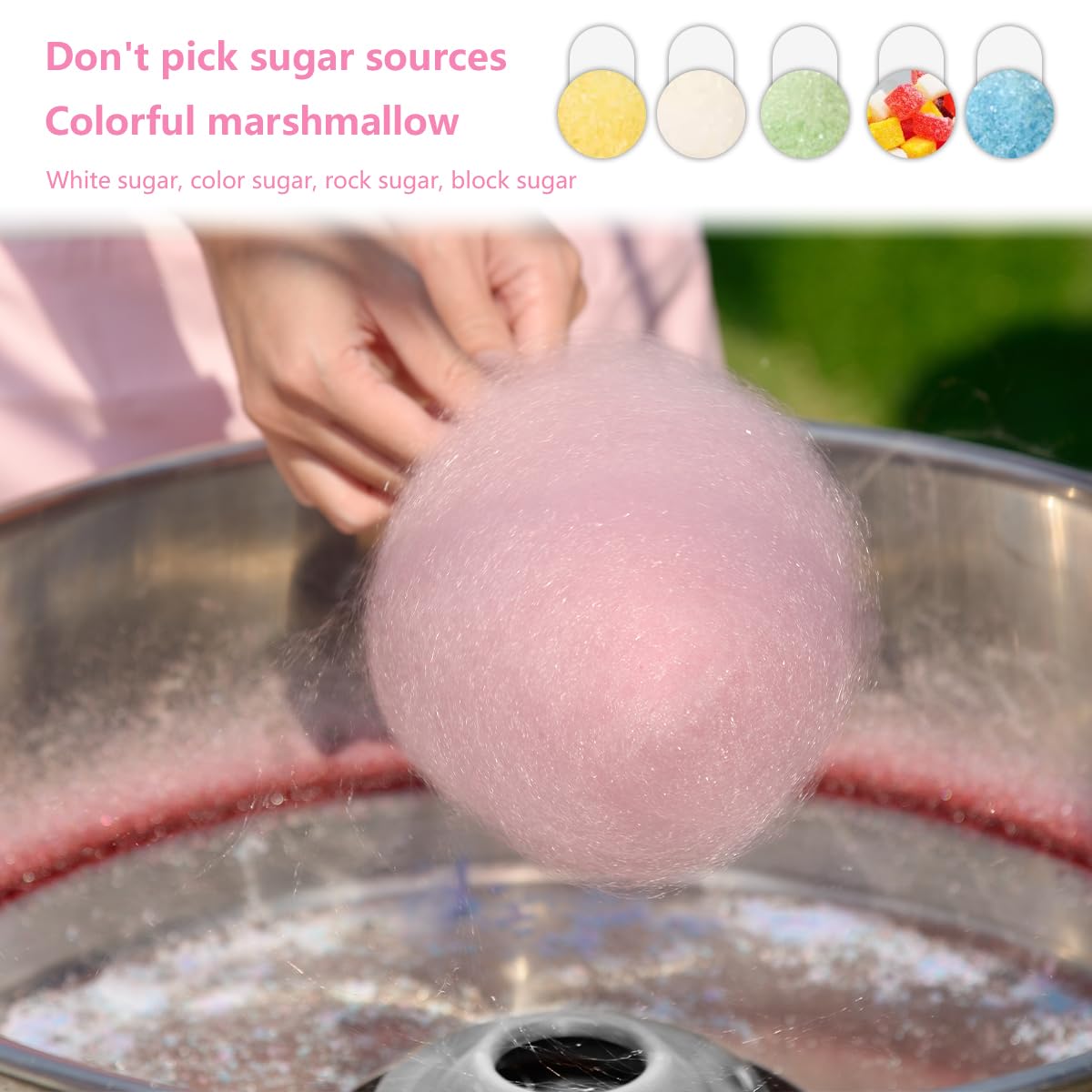 1000W Electric Cotton Candy Machine,Commercial cotton candy machine with Stainless Steel Bowl and Sugar Scoop,Cotton-candy Machine,for Birthdays, School function, or Social Events, Pink