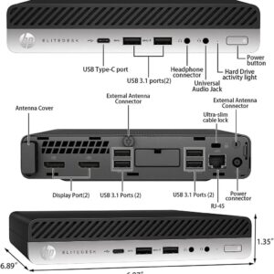 HP EliteDesk 800 G4 Mini Business Desktop - 8th Gen i5-8600T, 8GB DDR4 RAM, NVMe 256GB SSD, WiFi, Wired Keyboard & Mouse,Windows 10 Pro (Renewed)