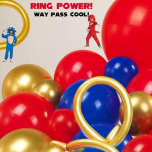 Red Blue Gold balloon garland Arch Kit 145pcs with long Balloons mylar Starburst Crown balloon For Spider Hedgehog superhero birthday theme party Cartoon Baby Shower video game decorations