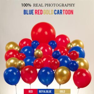 Red Blue Gold balloon garland Arch Kit 145pcs with long Balloons mylar Starburst Crown balloon For Spider Hedgehog superhero birthday theme party Cartoon Baby Shower video game decorations