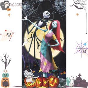 nightmare party door decorations, christmas door banner halloween party door cover welcome door sign backdrop for kids birthday party supplies halloween decorations, 70.8 x 35.4 inch