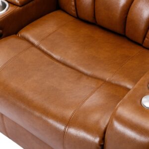 LUMISOL Electric Power Recliner Chair, Soft Leather Single Sofa with Phone Holder & Tray Table, Home Theater Seating with Multimedia Audio Armrest, Cup Holders & Storage, Easy to Clean (Light Brown)