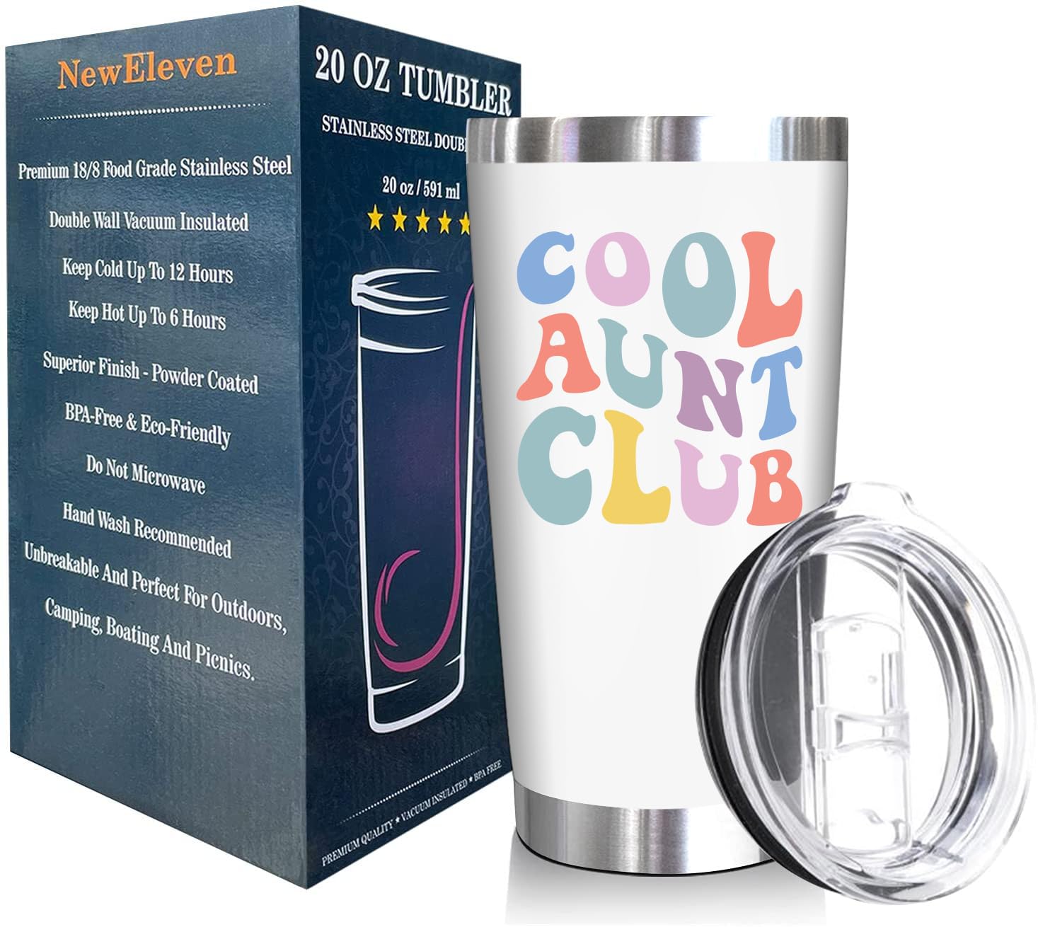 NewEleven Mothers Day Gifts For Aunt From Niece, Nephew - Cool Gifts For Aunt, New Aunt, Auntie, Sister - Aunt Birthday Gift, Aunt Announcement, Promoted To Aunt, Best Aunt Ever - 20 Oz Tumbler